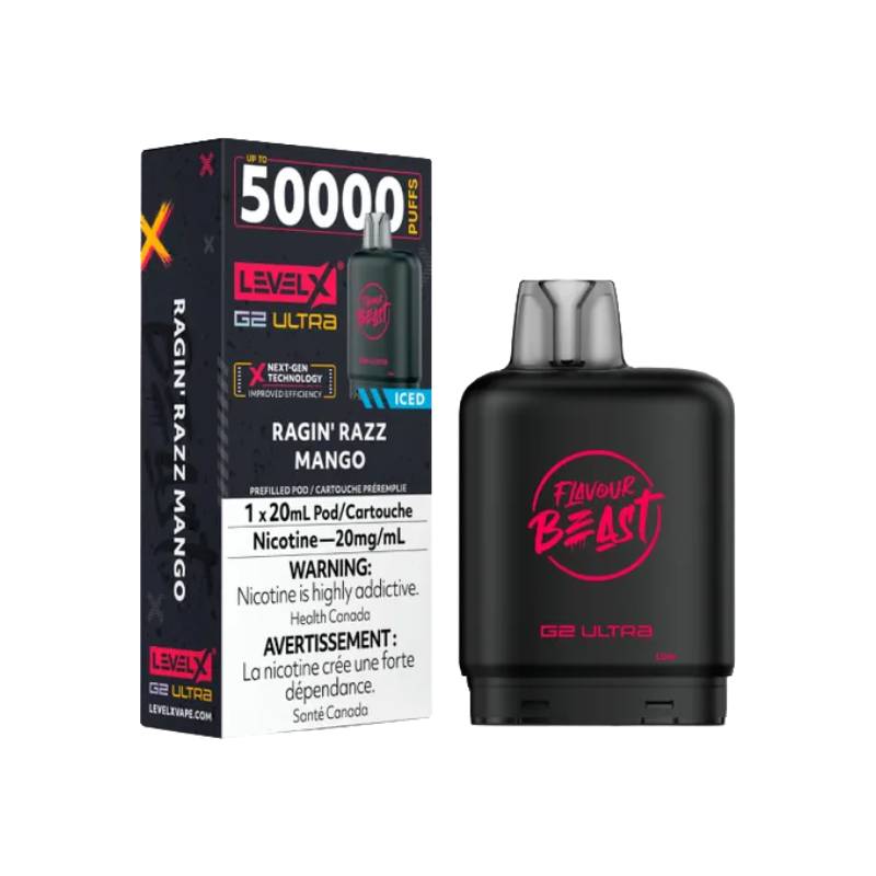 Level X Flavour Beast G2 Ultra Pod 50K - Ragin' Razz Mango – Vapeluv Online